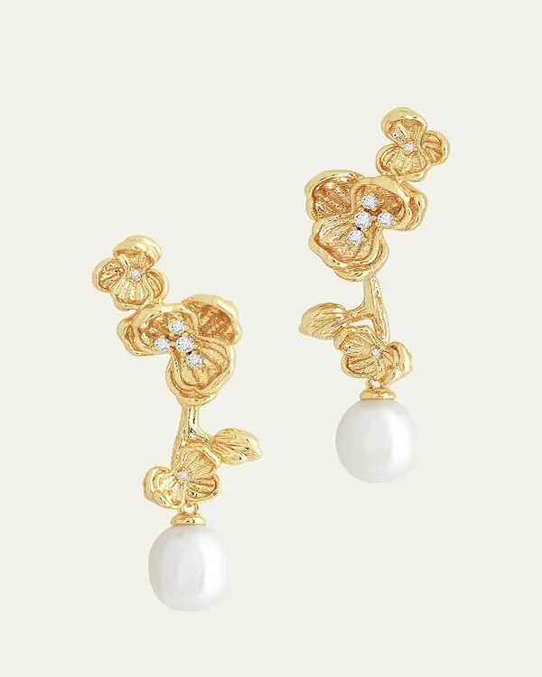 ANABEL ARAM JEWELRY Orchid Pearl Drop Earrings - Gold