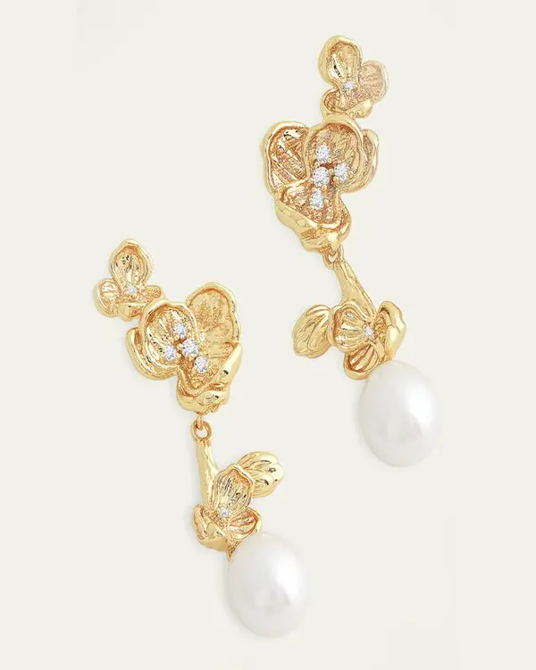 ANABEL ARAM JEWELRY Orchid Pearl Drop Earrings