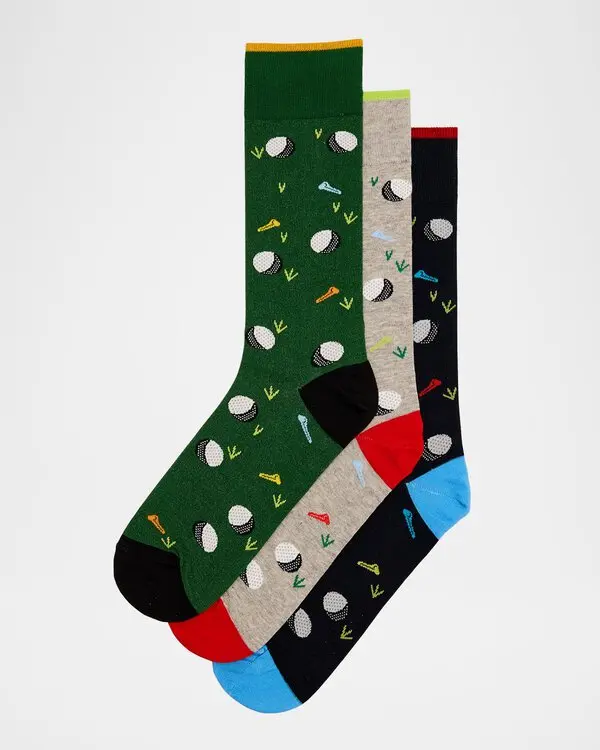 Neiman Marcus Golf Crew Socks 3 Pack - Multi