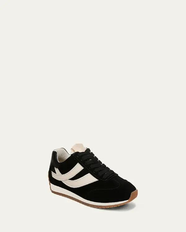 Vince Mix Leather Trainer Sneakers - Black