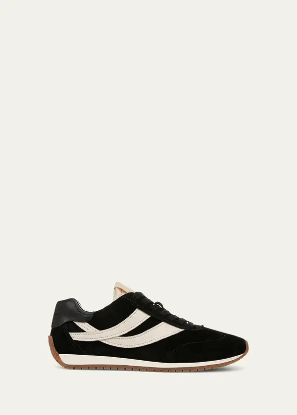 Vince Mix Leather Trainer Sneakers - Black