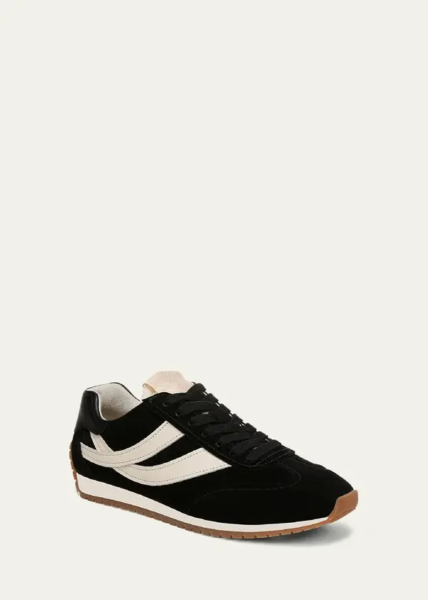 Vince Mix Leather Trainer Sneakers - Black