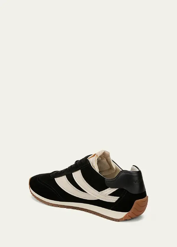 Vince Mix Leather Trainer Sneakers - Black