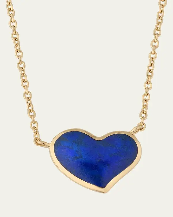 JAN LESLIE Heart Shaped Gemstone Pendant Necklace - Lapis