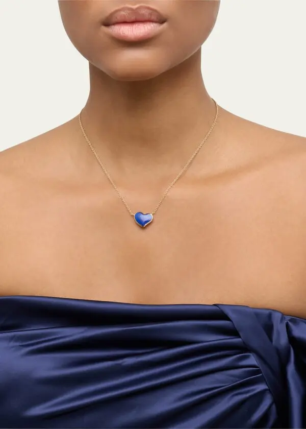 JAN LESLIE Heart Shaped Gemstone Pendant Necklace
