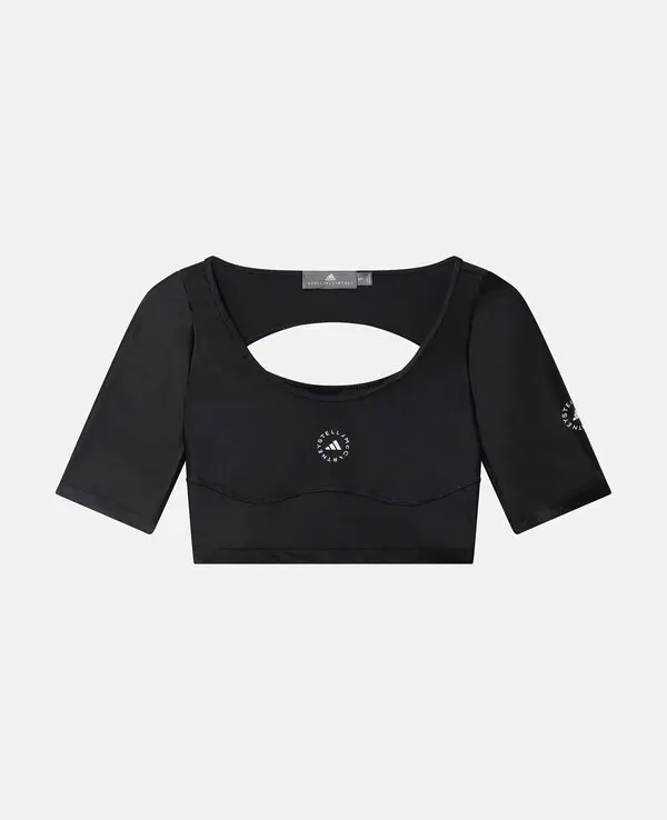 Stella McCartney Truelife Scoop Neck Crop Top - Black