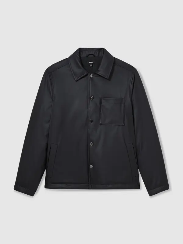 REISS Hyde Padded Technical Press-stud Overshirt - Navy