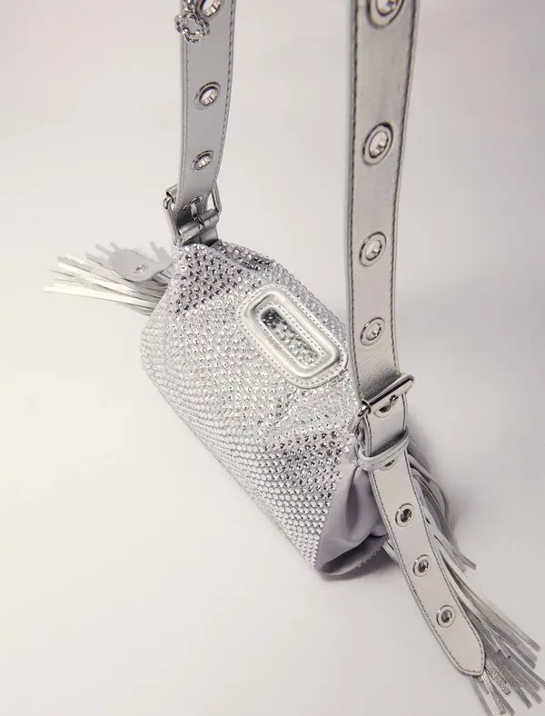 Maje Miss M Mini Rhinestone Bag - Silver