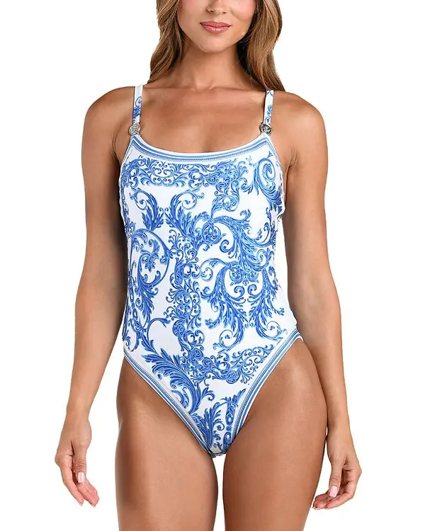 L'Agence Remi Baroque One-piece Swimsuit - Blue