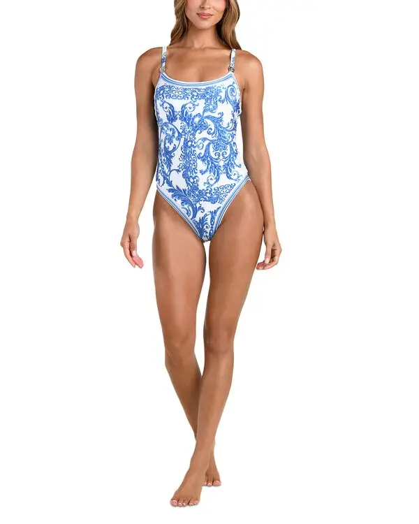 L'Agence Remi Baroque One-piece Swimsuit - Blue