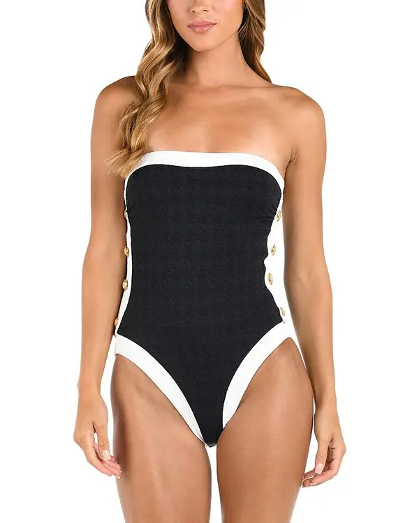 L'Agence Tory Bandeau One Piece Swimsuit - Black