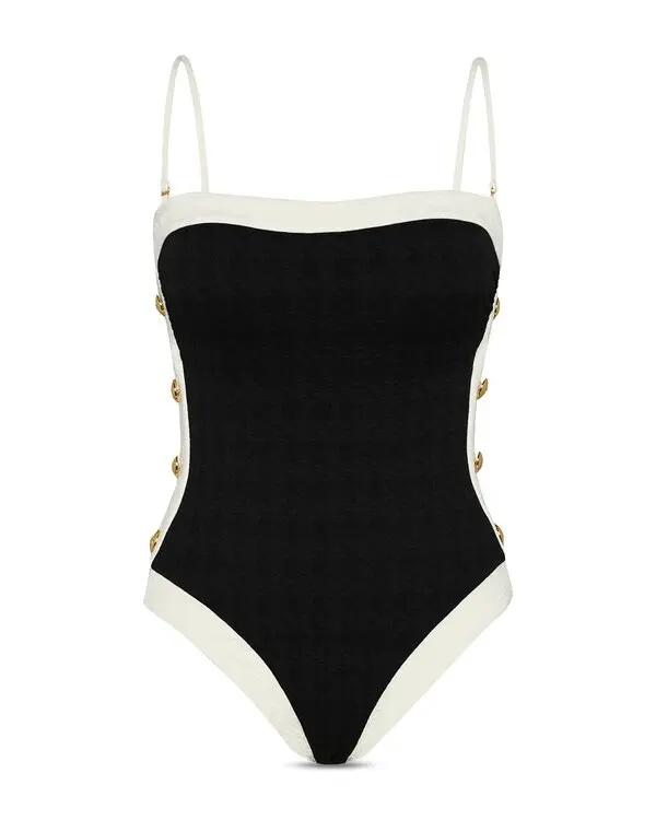 L'Agence Tory Bandeau One Piece Swimsuit - Black