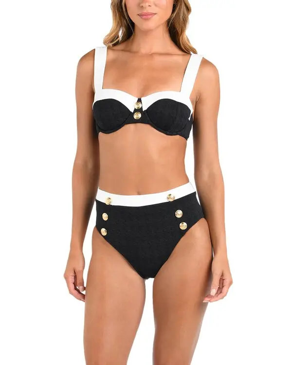 L'Agence Alexandria Color Blocked Bikini Top - Black