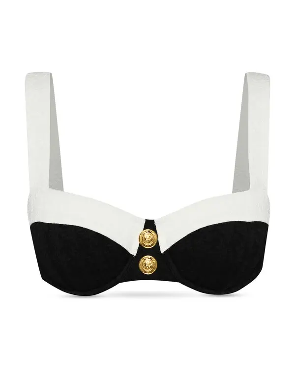L'Agence Alexandria Color Blocked Bikini Top - Black