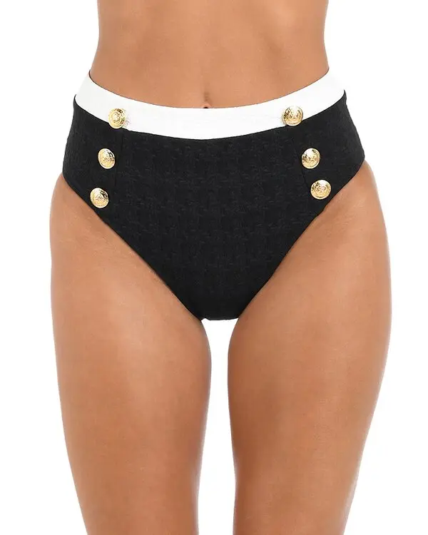 L'Agence Vanessa Color Blocked Bikini Bottom - Black