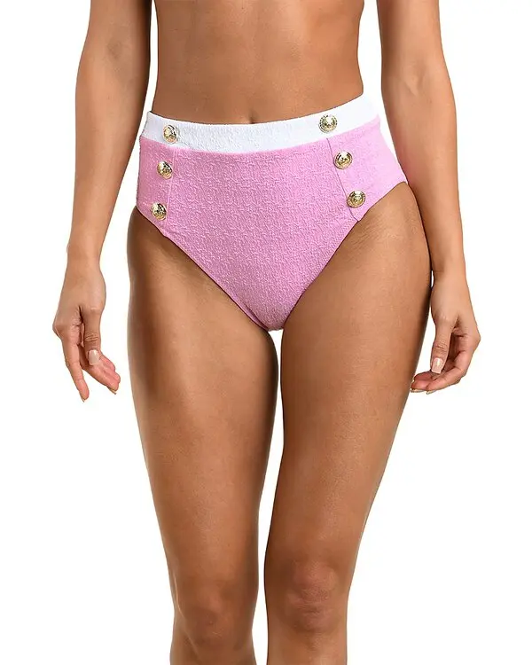 L'Agence Vanessa Color Blocked Bikini Bottom - Blush
