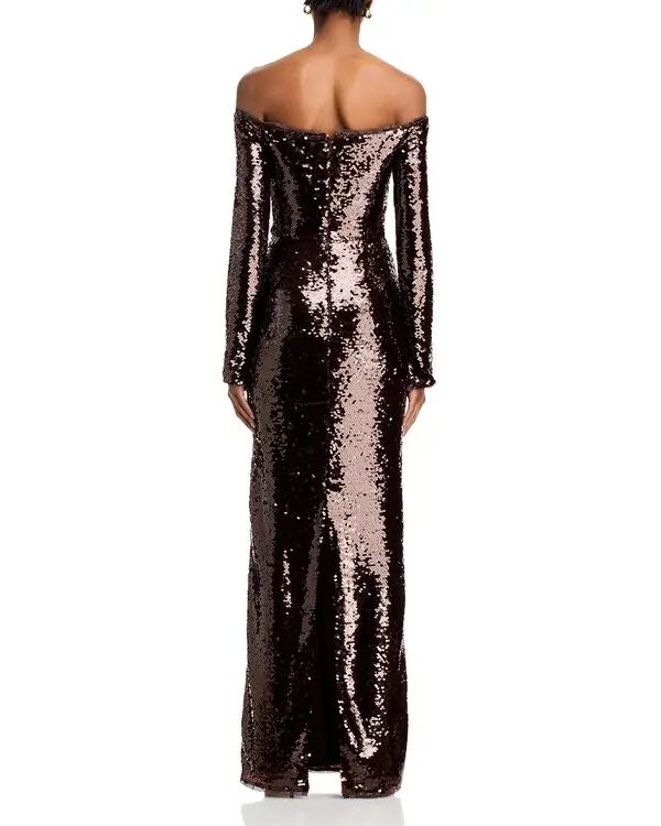 SELF-PORTRAIT Sequin Off The Shoulder Gown