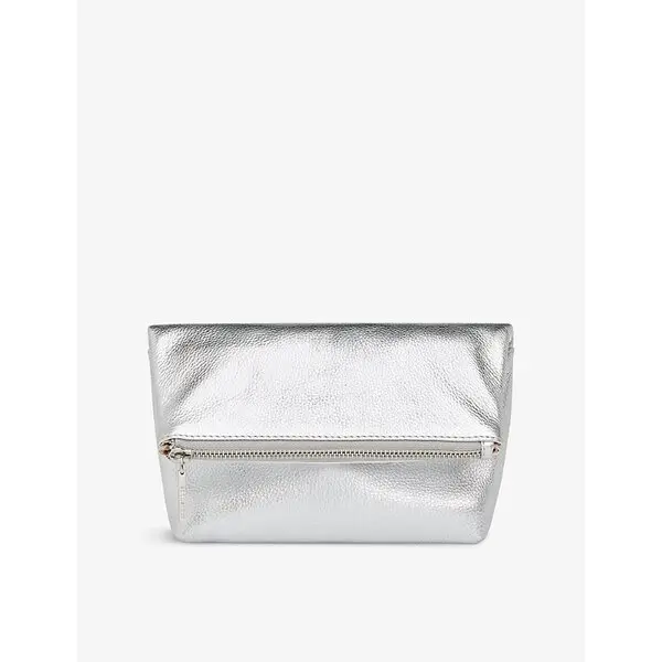 Whistles Cecilia Fold-over Leather Makeup Bag