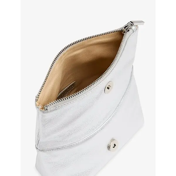 Whistles Cecilia Fold-over Leather Makeup Bag