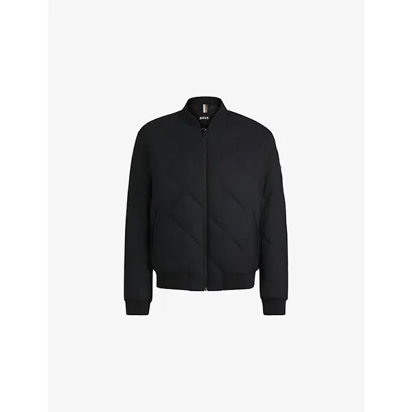 BOSS Quilted Baseball-collar Wool-blend Jacket