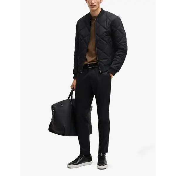 BOSS Quilted Baseball-collar Wool-blend Jacket