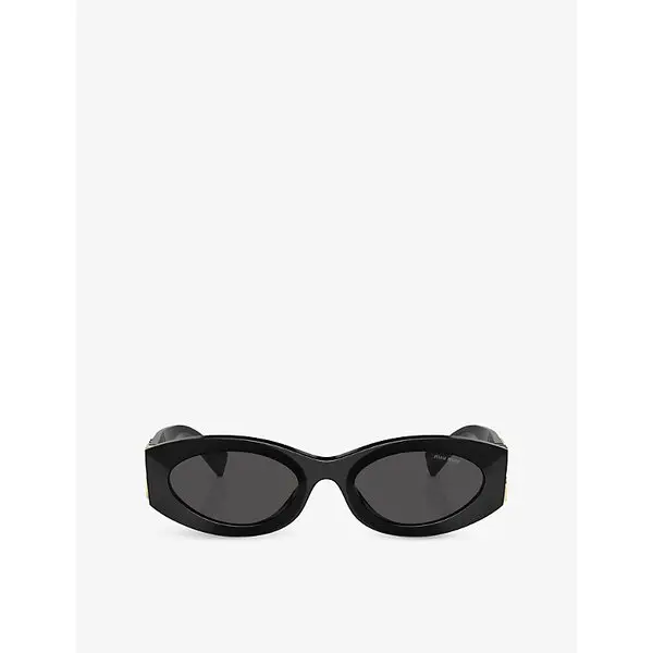 Miu Miu Mu 11ws Oval Sunglasses - Black