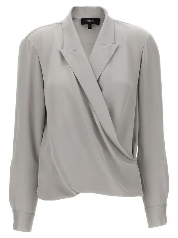 Theory Pk Label Wrap' Blouse - Gray