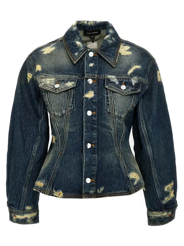 Marc Jacobs Rip And Repair Fluted Denim Jacket - Blue