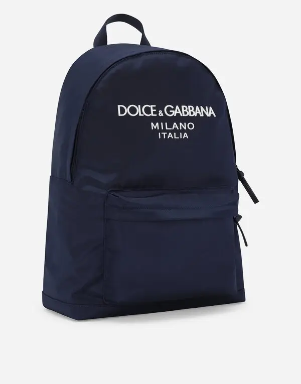 Dolce & Gabbana Nylon Backpack With Logo - Blue