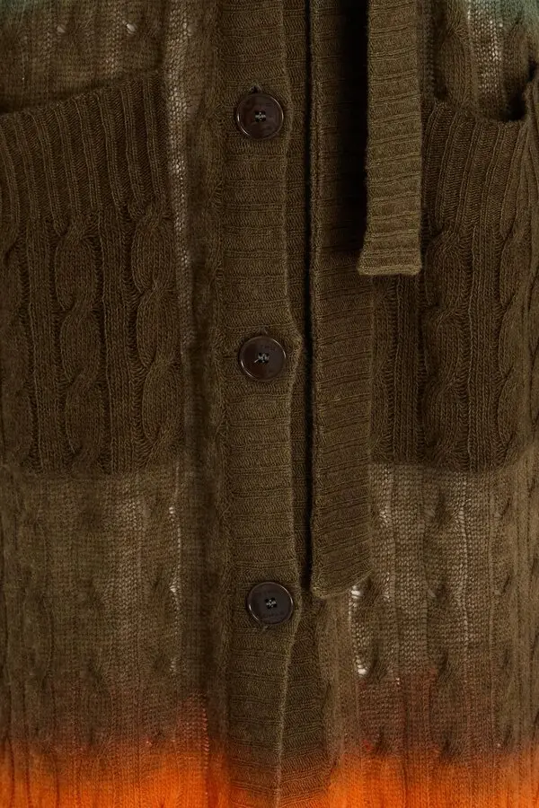 Etro Dégradé Cable-knit Wool Cardigan - Multicolor
