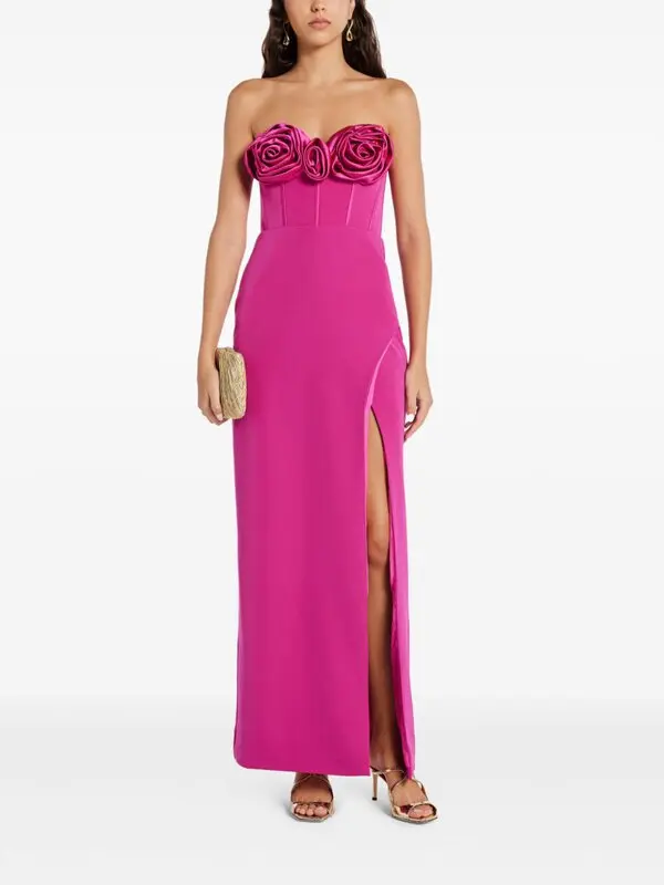 Monique Lhuillier Rose-appliqué Gown