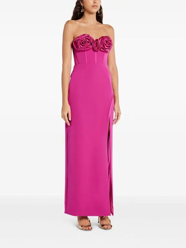 Monique Lhuillier Rose-appliqué Gown
