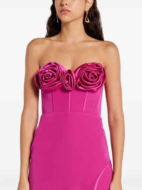 Monique Lhuillier Rose-appliqué Gown