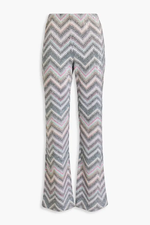 Missoni Sequined Metallic Crochet-knit Flared Pants