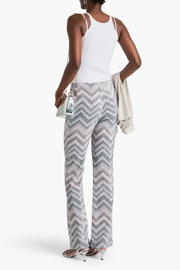Missoni Sequined Metallic Crochet-knit Flared Pants