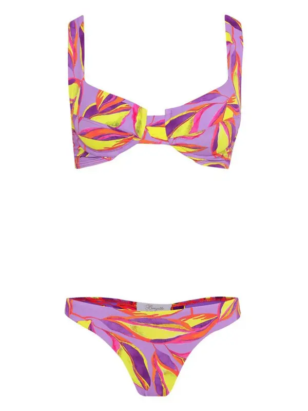 BRIGITTE Botanical-print Bikini - Purple