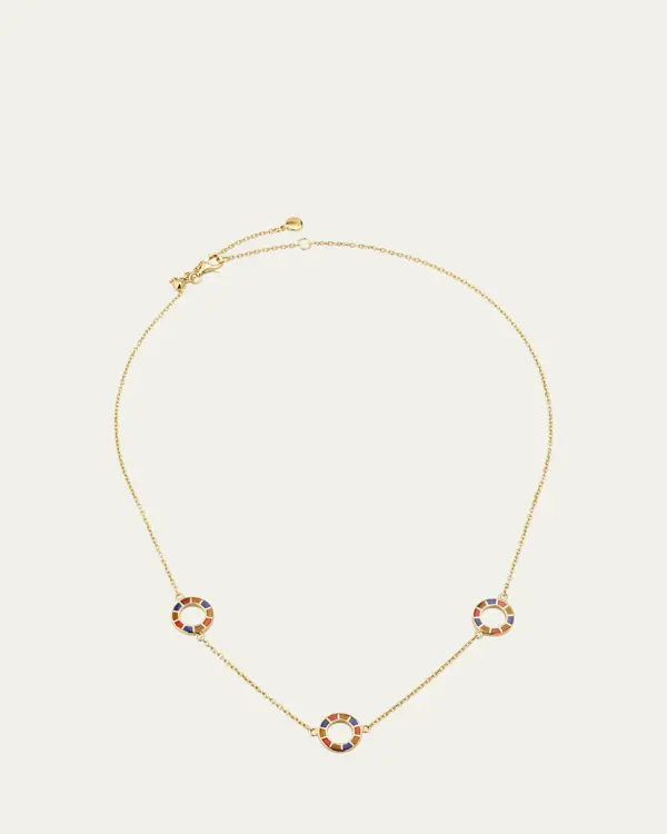 JAN LESLIE Dash Triple Circle Station Necklace - Multi