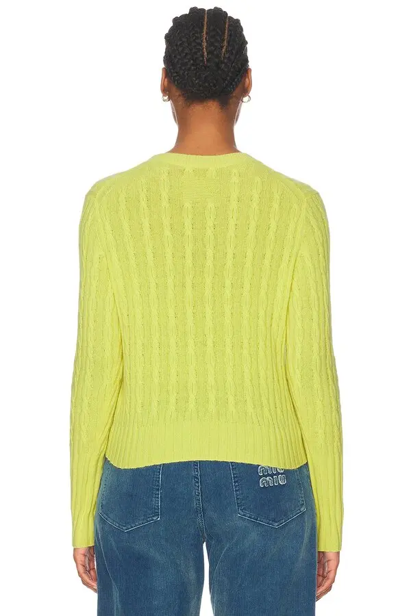 Guest In Residence Cable Shrunken Cashmere Crew Sweater - Lemon