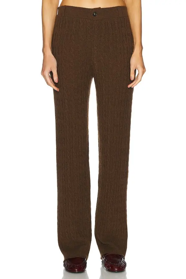 Guest In Residence Cable Cashmere Trouser - Chestnut