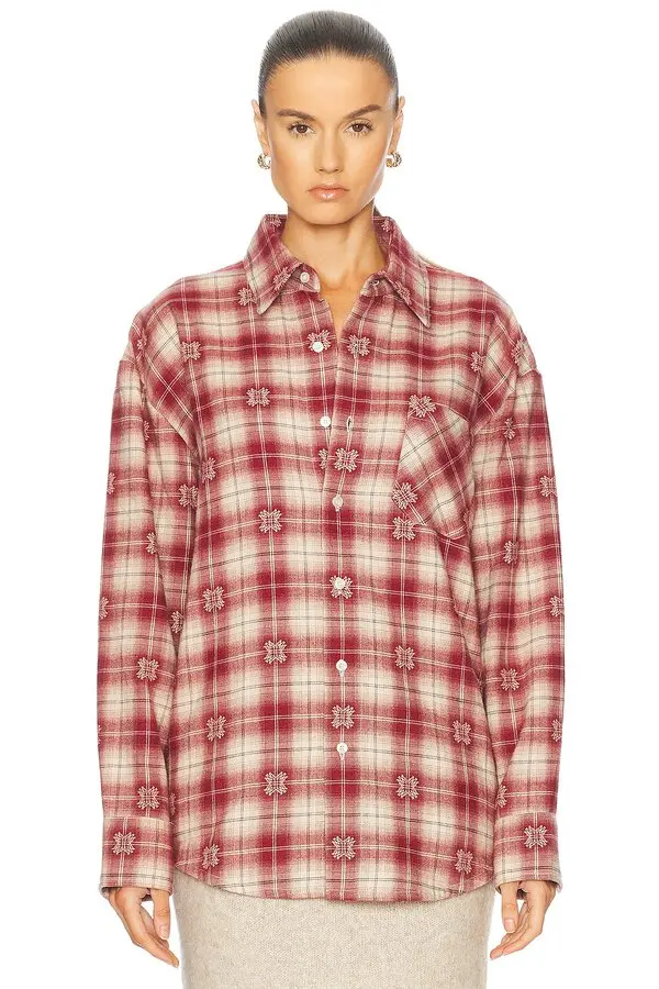 Amiri Quad Flannel Overshirt - Deep Red