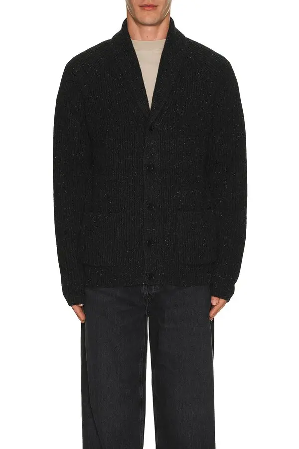 Reigning Champ Nep Merino Kenny Shawl Cardigan In Black 55% Off