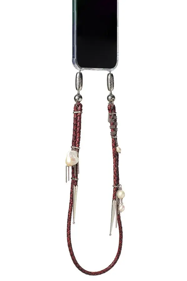 OSSA Leather Bolo + Pearl Shoulder Chain - Antique Brown