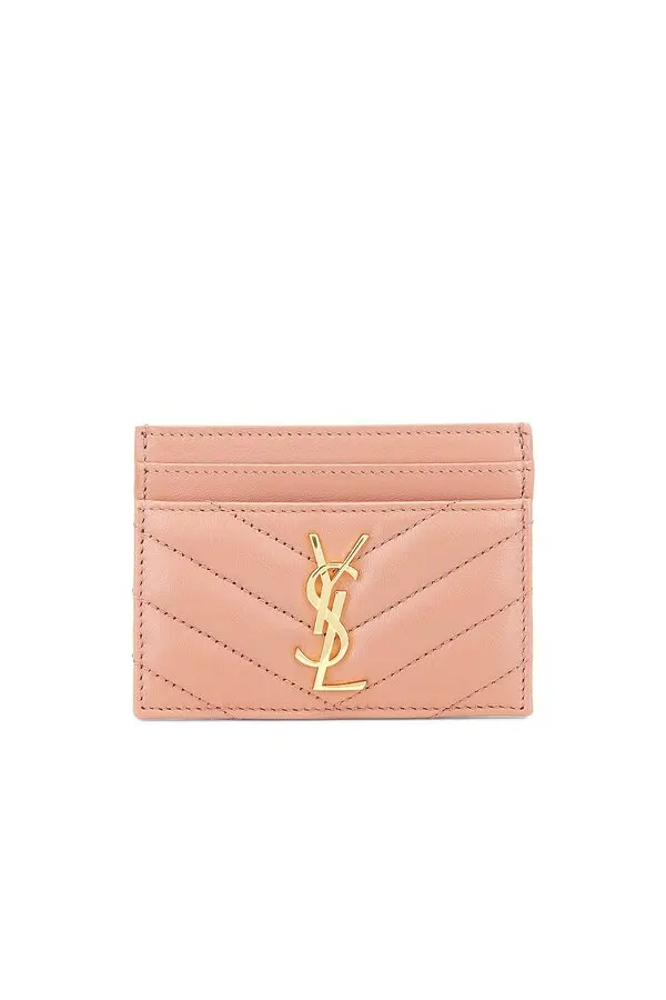 Saint Laurent Card Case In Coral - Coral Paradise