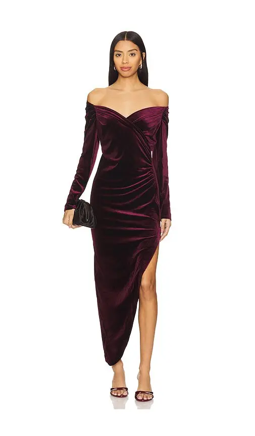 Astr The Label Sirca Off-the-shoulder Velvet Dress