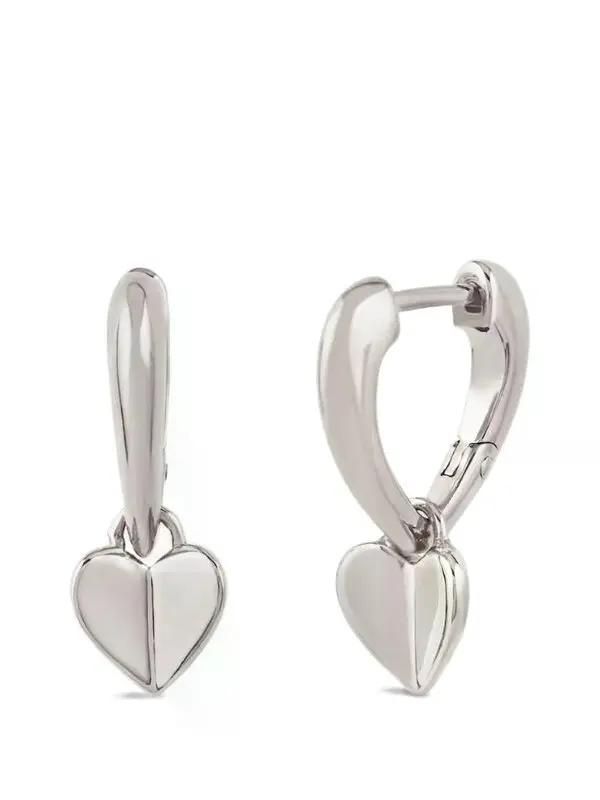 DINNY HALL Folded Heart Hoop Earrings - Silver