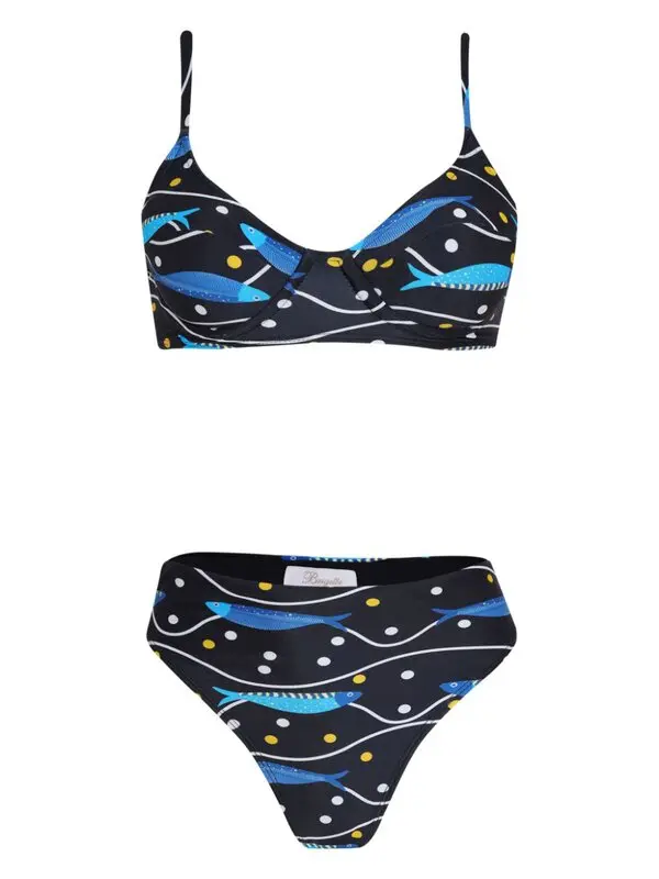 BRIGITTE Sardines-print Bikini - Blue
