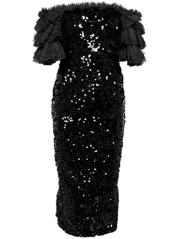 Needle & Thread Essie Midi Dress In Black - 39% Off | Editorialist