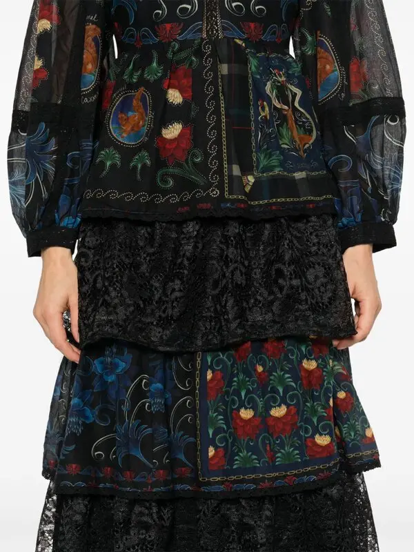 chinese dress ladies Farm Rio Arabesque Mix Scarves Midi Shirt Dress