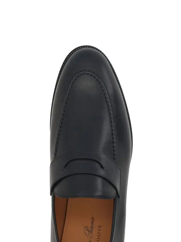 Loro Piana Sergio Leather Loafers - Black