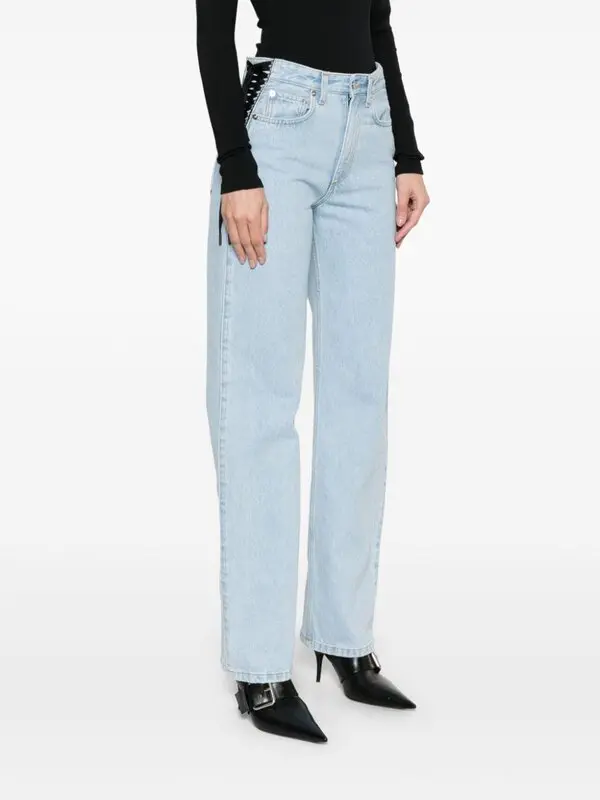 MUGLER Lace-up Straight Leg Jeans